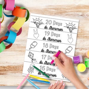 Summer Countdown, Last Day of School Paper Chain, Printable Countdown ...