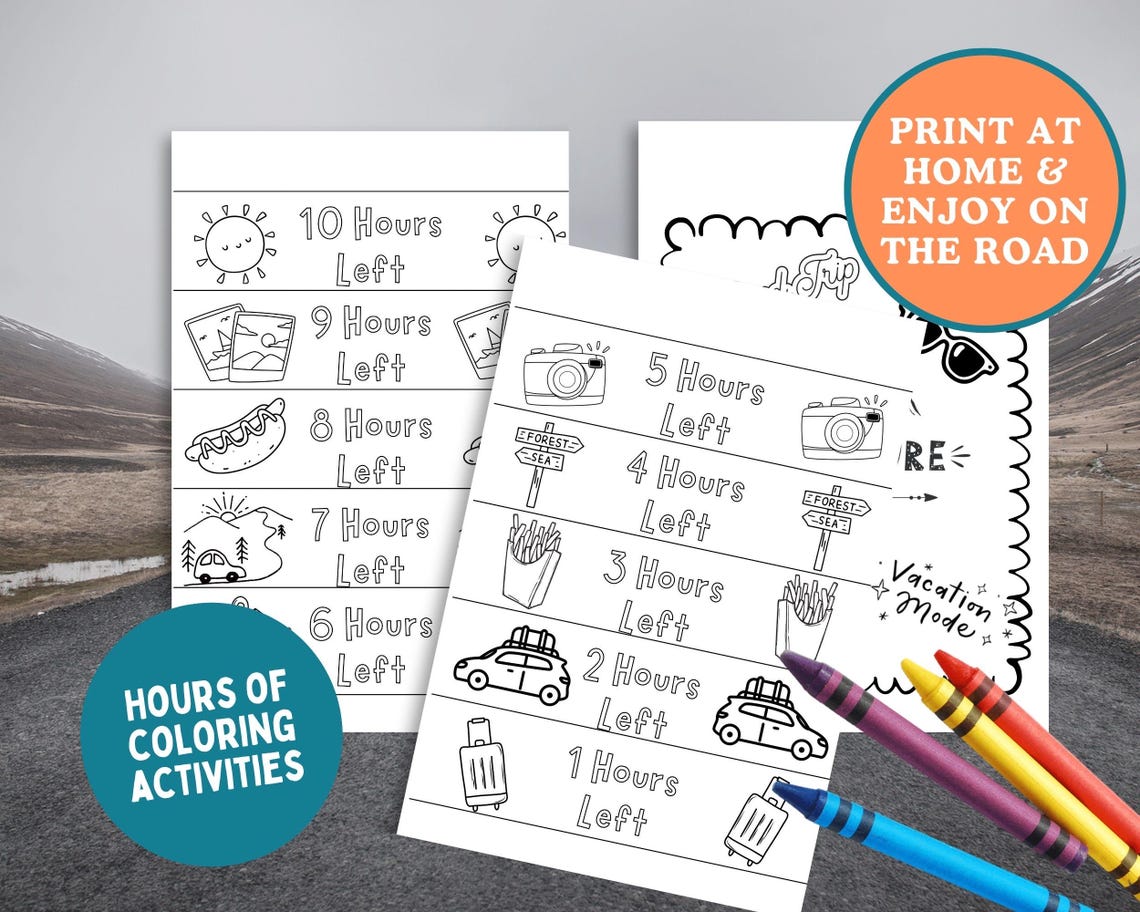 Road Trip Countdown, Coloring Paper Chain, Printable Countdown, Road ...