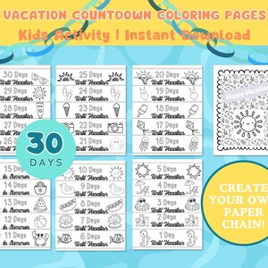 Vacation Countdown, Coloring Paper Chain, Printable Countdown, Summer ...