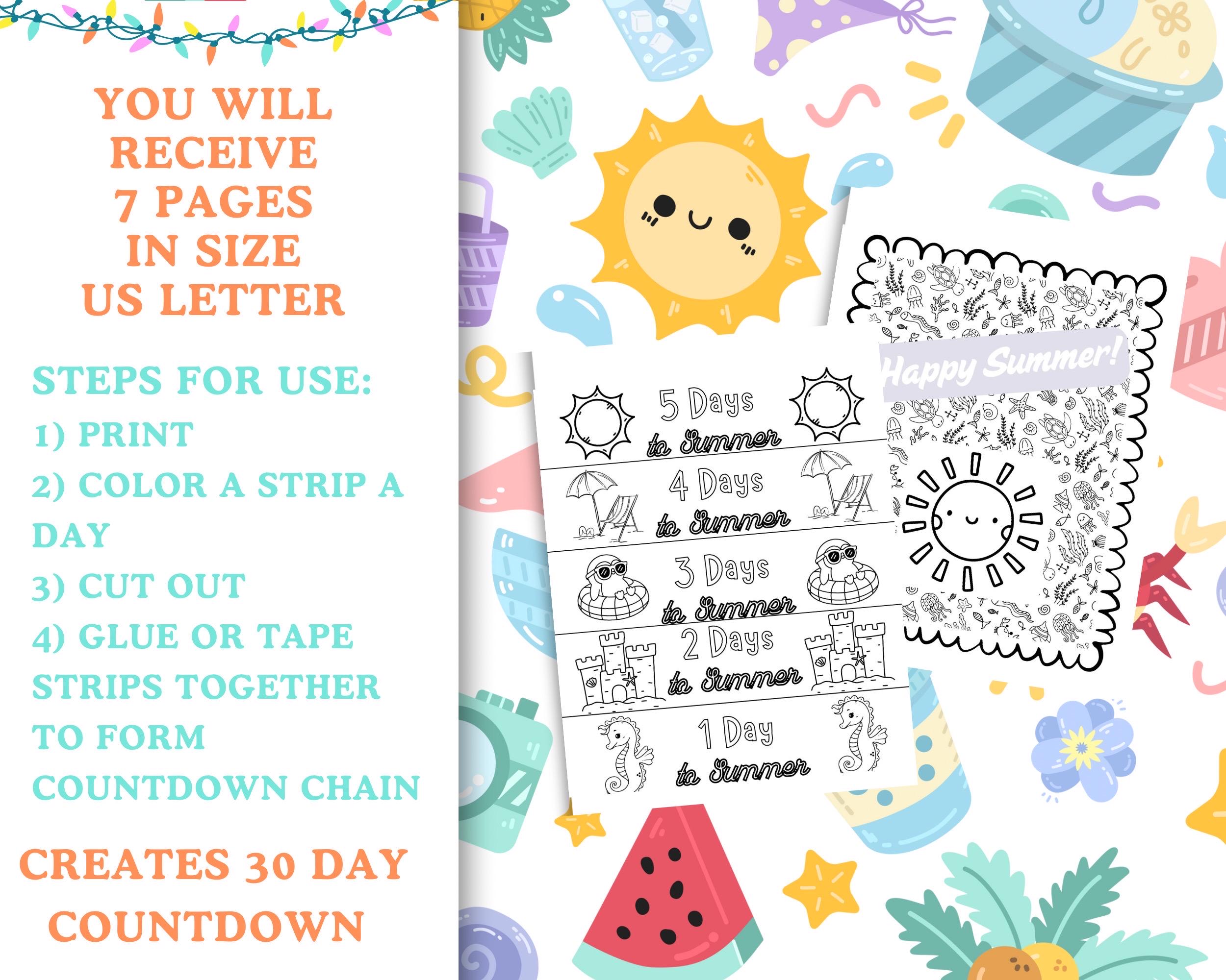 Summer Countdown, Last Day of School Paper Chain, Printable Countdown ...