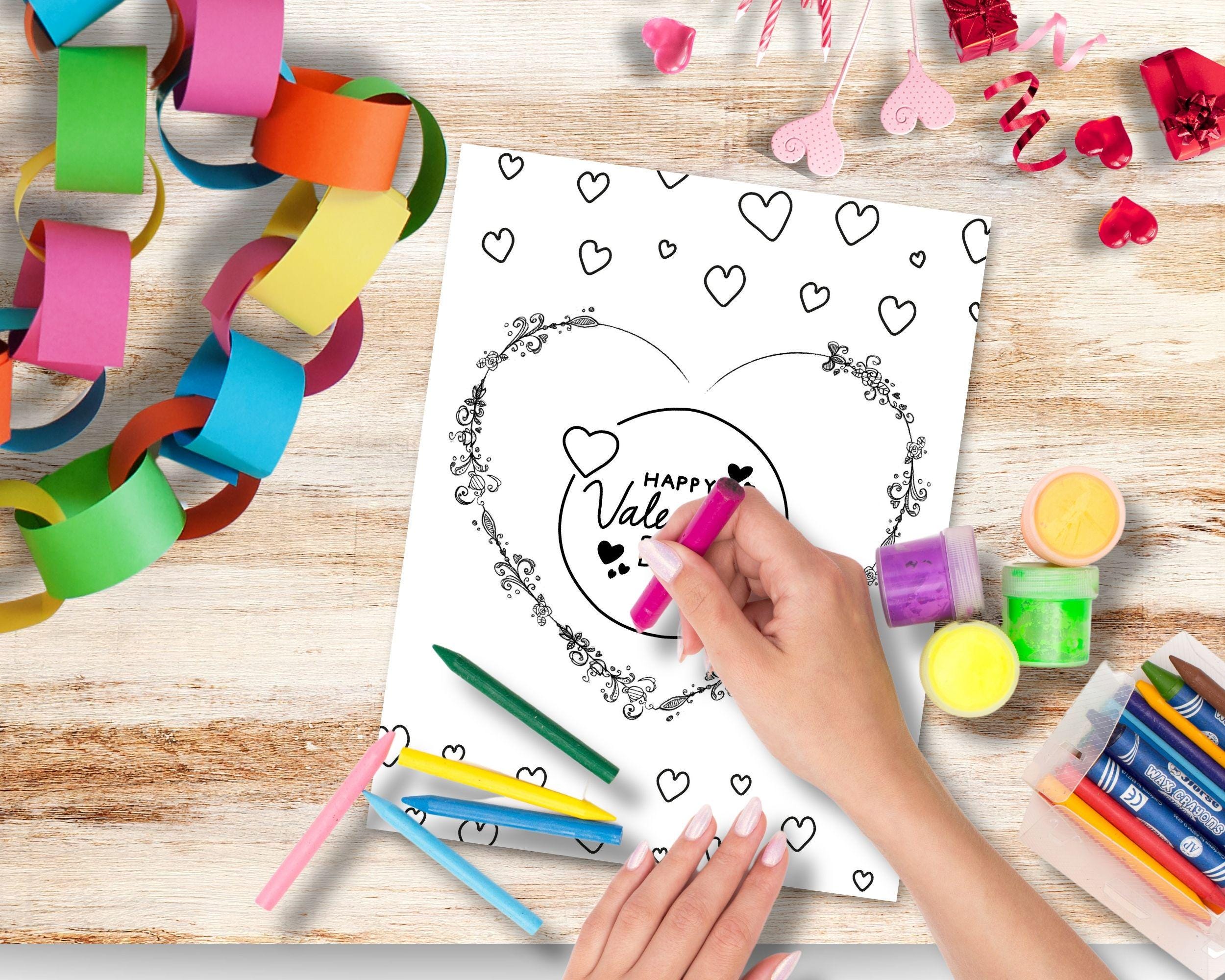 Valentine's Day Countdown, Paper Chain, Valentines Day Coloring Pages ...