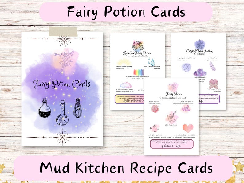 Fairy Potion Cards, Kids Magic Potions, Mud Kitchen Recipe Cards ...