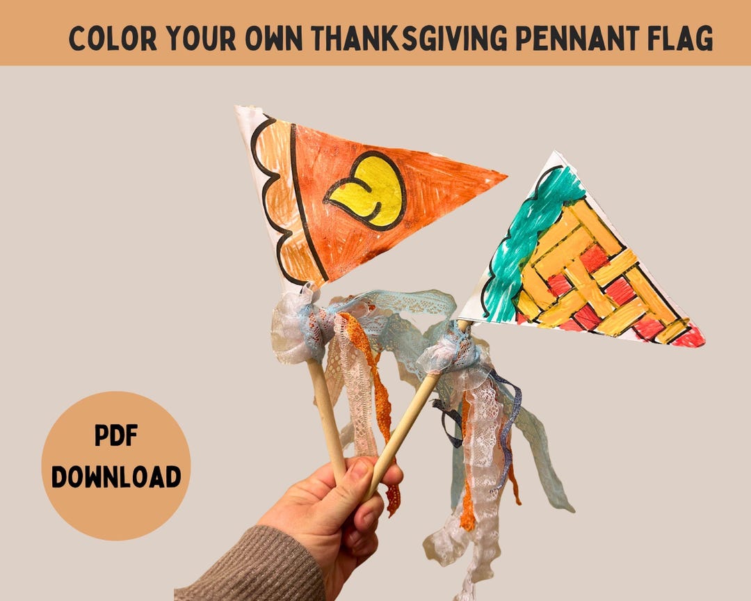 Color Your Own Thanksgiving Pennant Flag, Coloring Pennant Flag, Teen ...