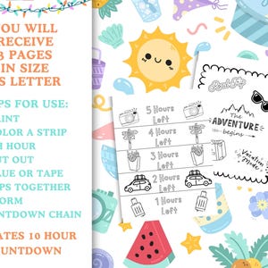 Road Trip Countdown, Coloring Paper Chain, Printable Countdown, Road ...