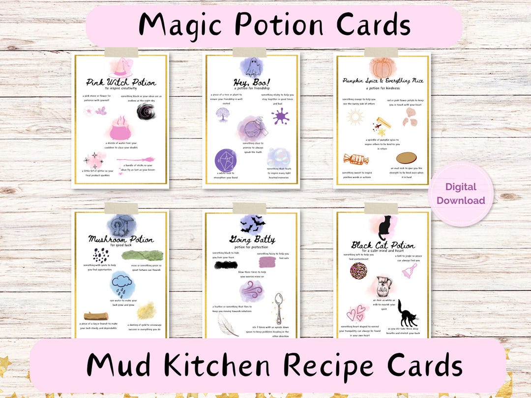 Potion Cards, Magic Potions, Printable Mud Kitchen Recipes, Kids ...