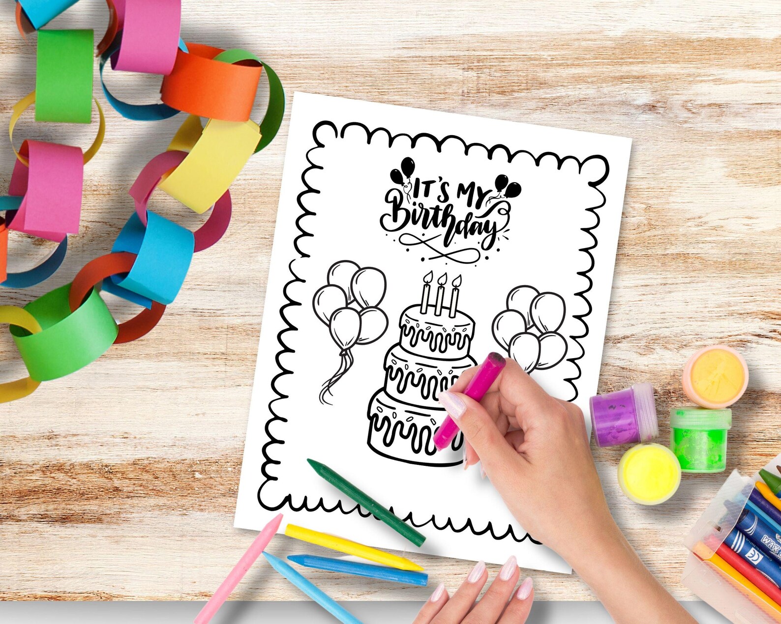Birthday Countdown, Birthday Paper Chain, Printable Kids Countdown ...