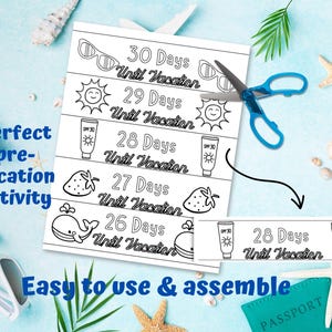 Vacation Countdown, Coloring Paper Chain, Printable Countdown, Summer ...
