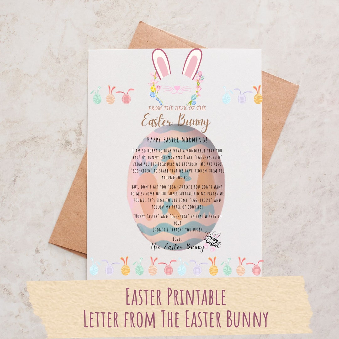 Printable Easter Bunny Letter With Bonus Bunny Paw Prints, Note From ...
