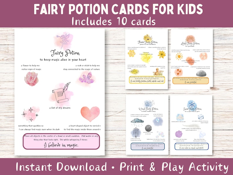 Potion Cards for Kids, Printable Mud Kitchen Recipe Cards, Magic Potion ...