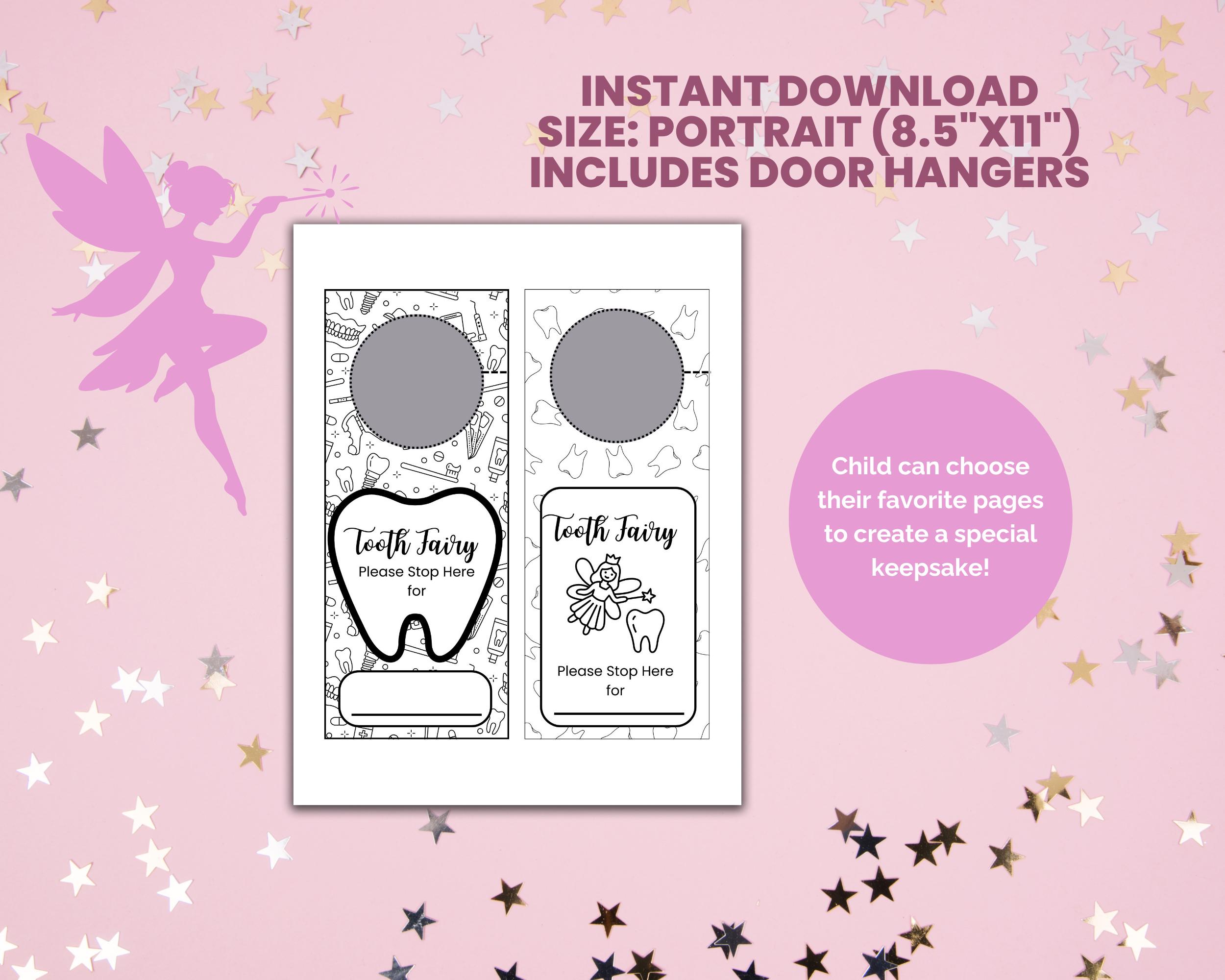 Tooth Fairy Door Hanger, Tooth Fairy Craft, Color Your Own Tooth Fairy ...