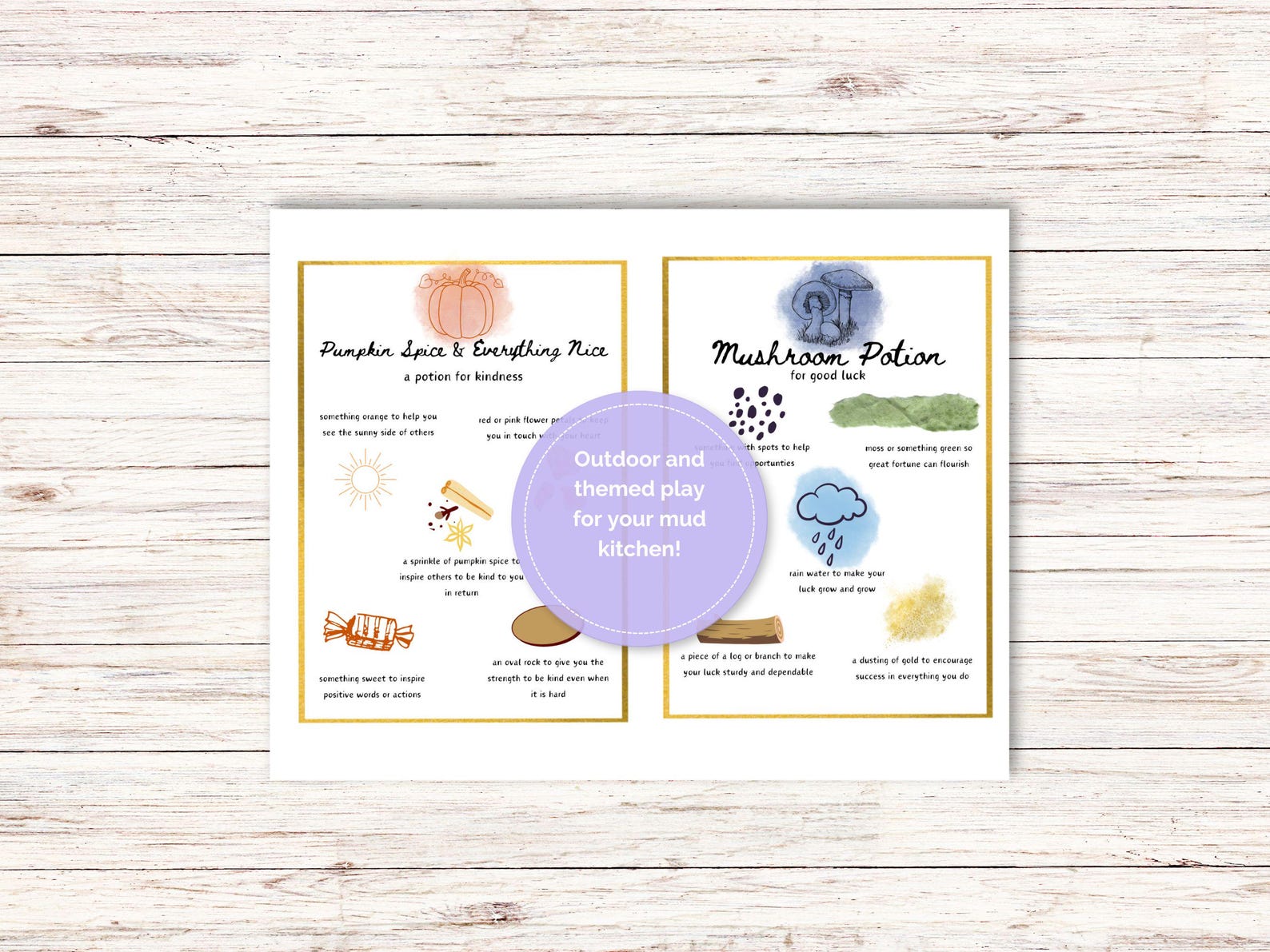 Potion Cards, Magic Potions, Printable Mud Kitchen Recipes, Kids Sensory Activity, Potion Play ...