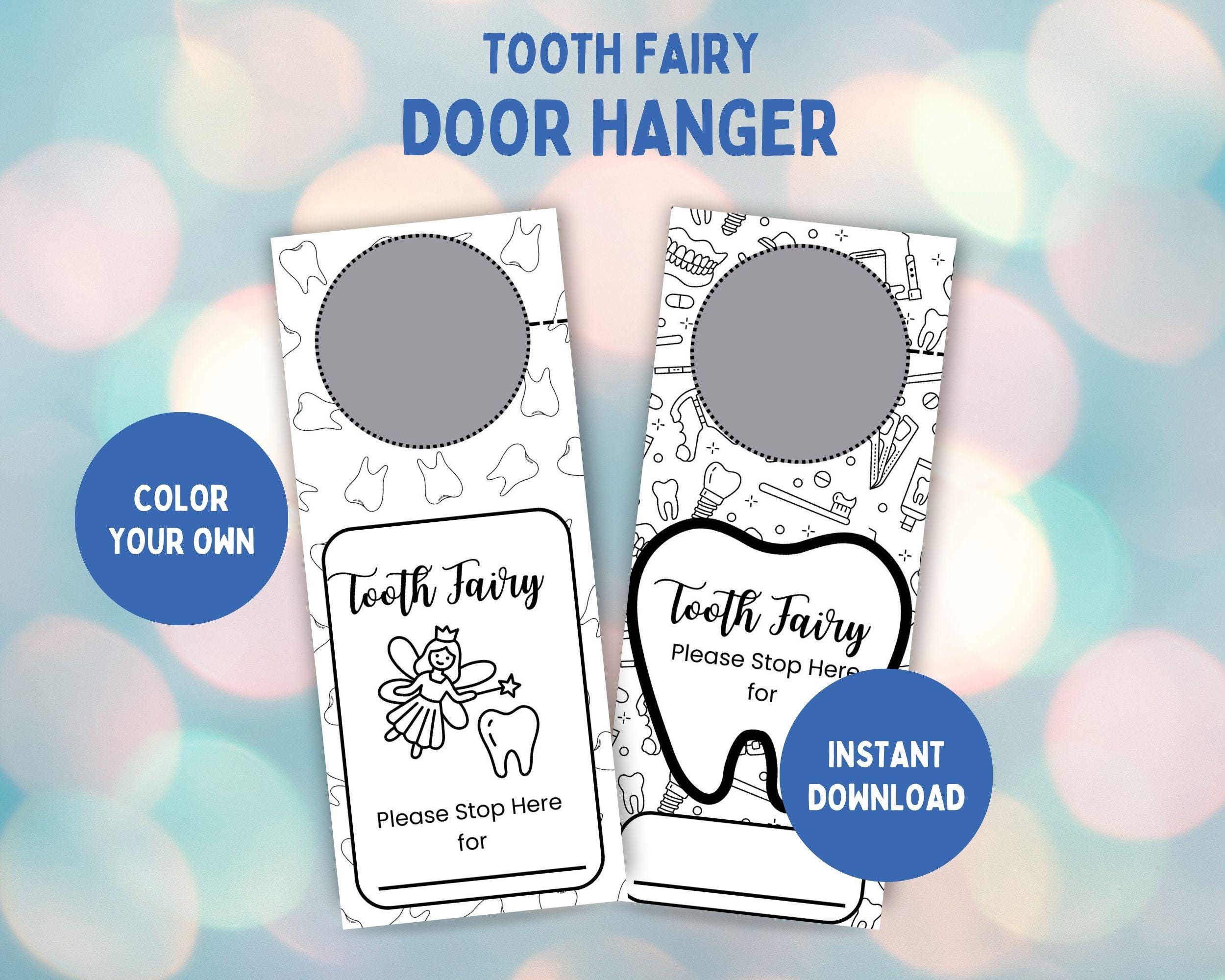 Tooth Fairy Door Hanger, Tooth Fairy Craft, Color Your Own Tooth Fairy ...