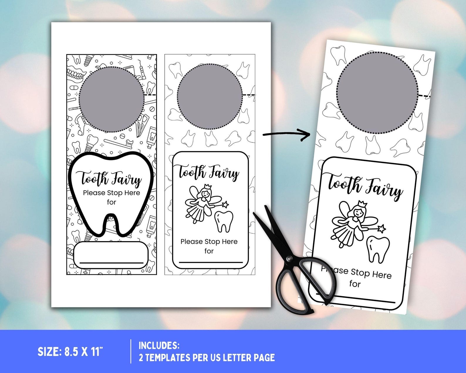 Tooth Fairy Door Hanger, Tooth Fairy Craft, Color Your Own Tooth Fairy ...