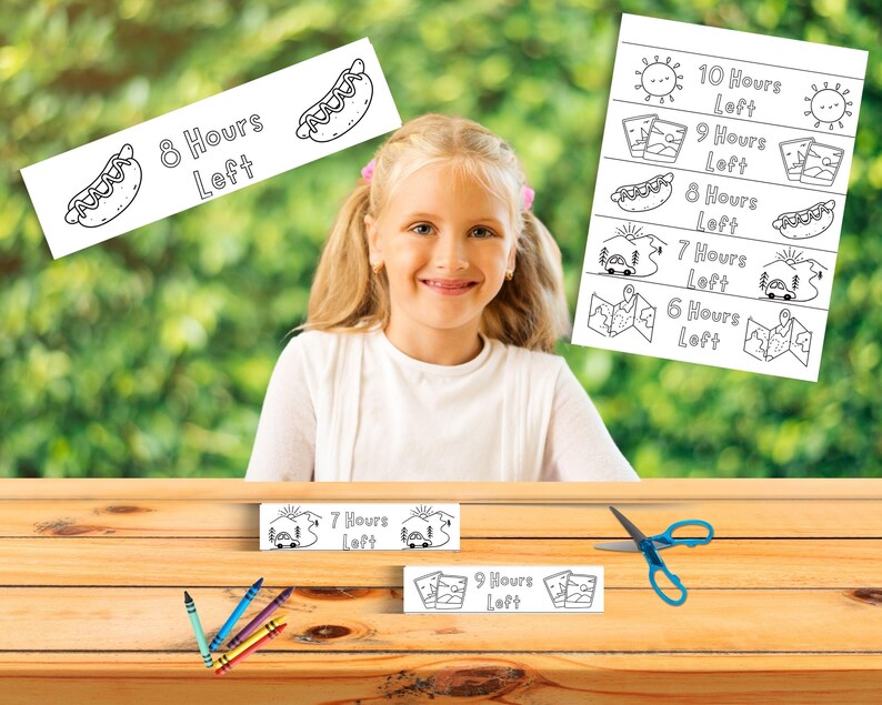 Road Trip Countdown, Coloring Paper Chain, Printable Countdown, Road ...