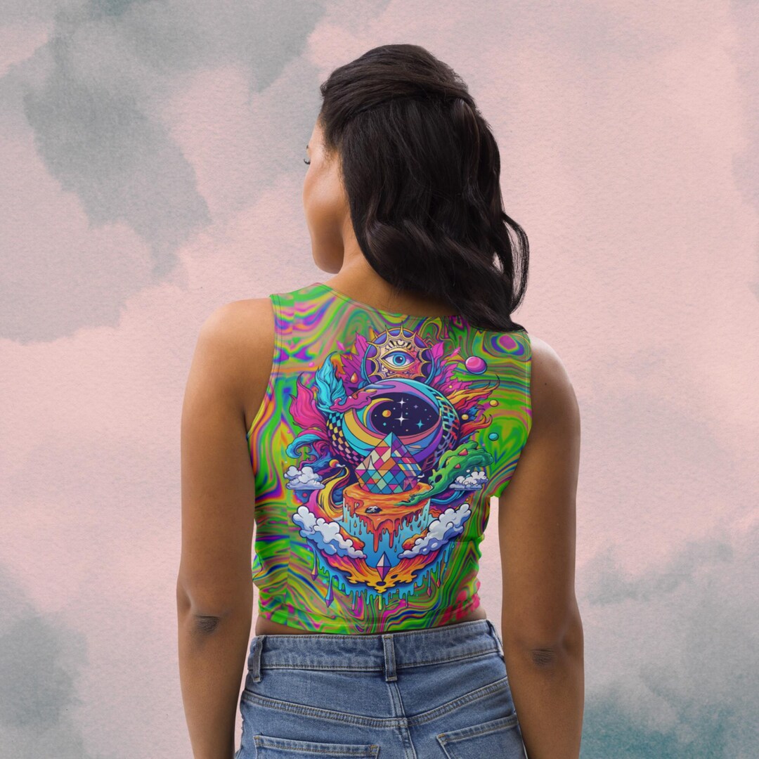 Neon Cosmic Dream Vision, Trippy Shirt, All Seeing Eye, Size Chart ...