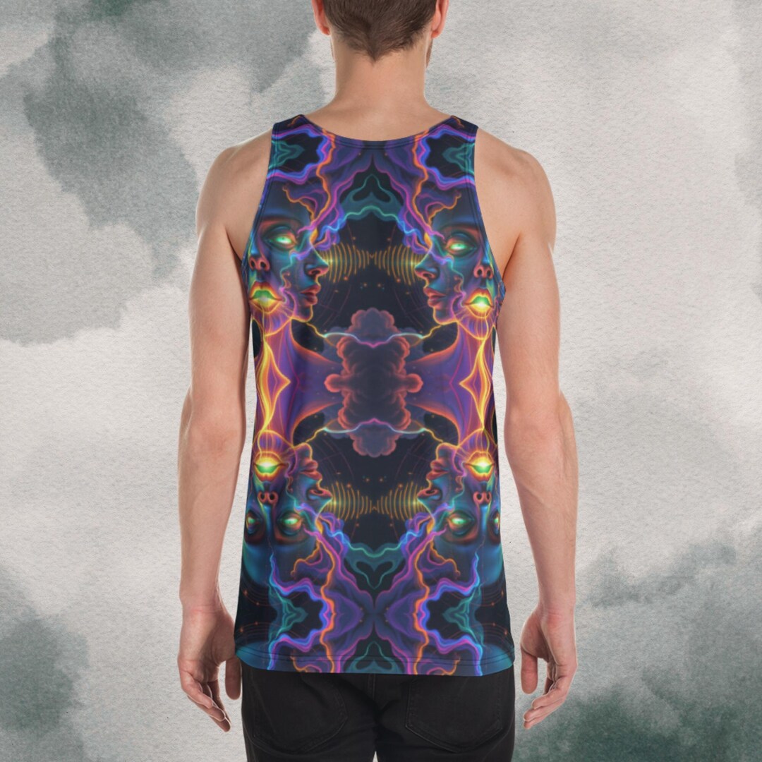 Double Vision Bro Tank, Rave Wear, Size Chart, Trippy Shirt, Festival ...