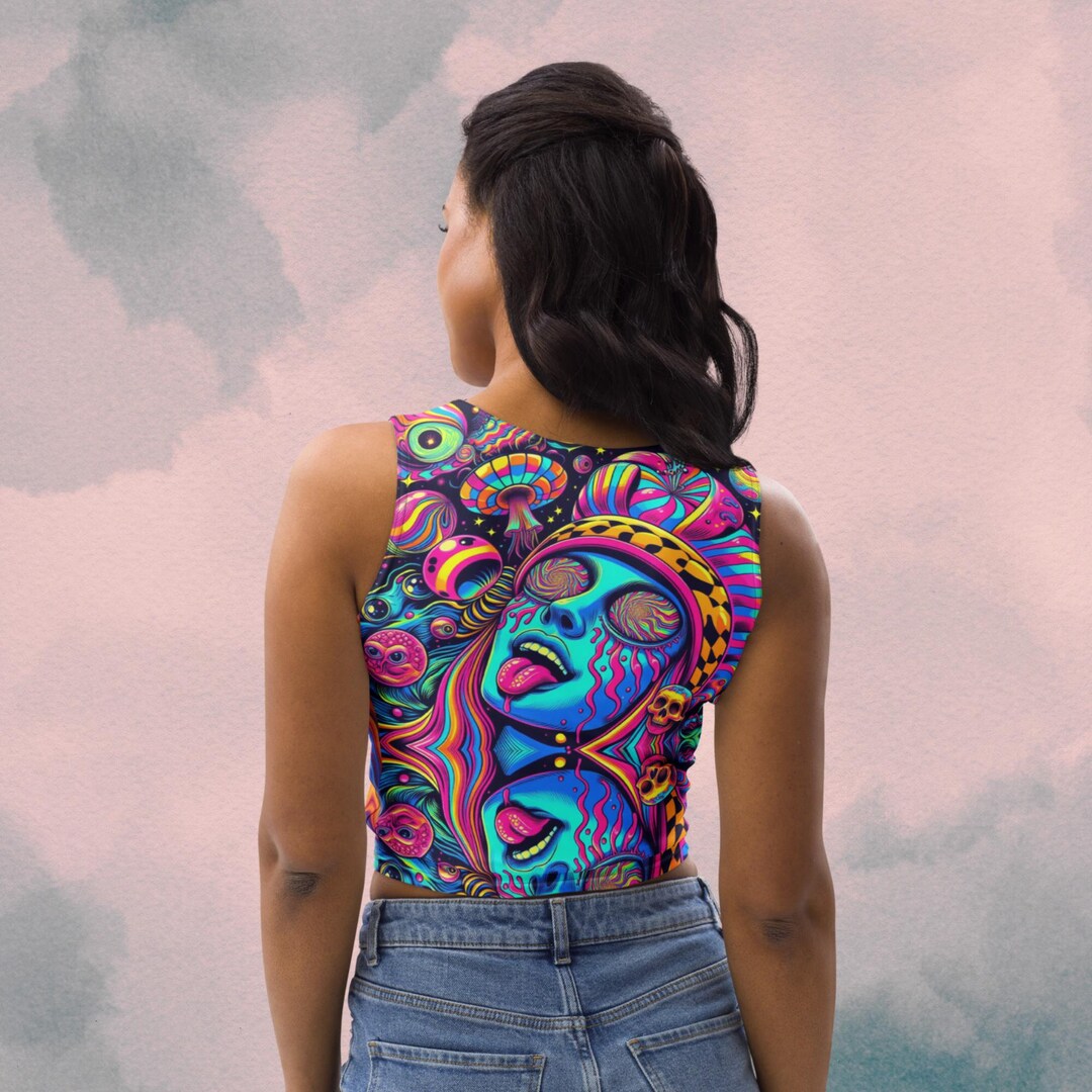 Trippy Rave Crop Top: When a Breeze Hits at a Festival Psychedelic ...