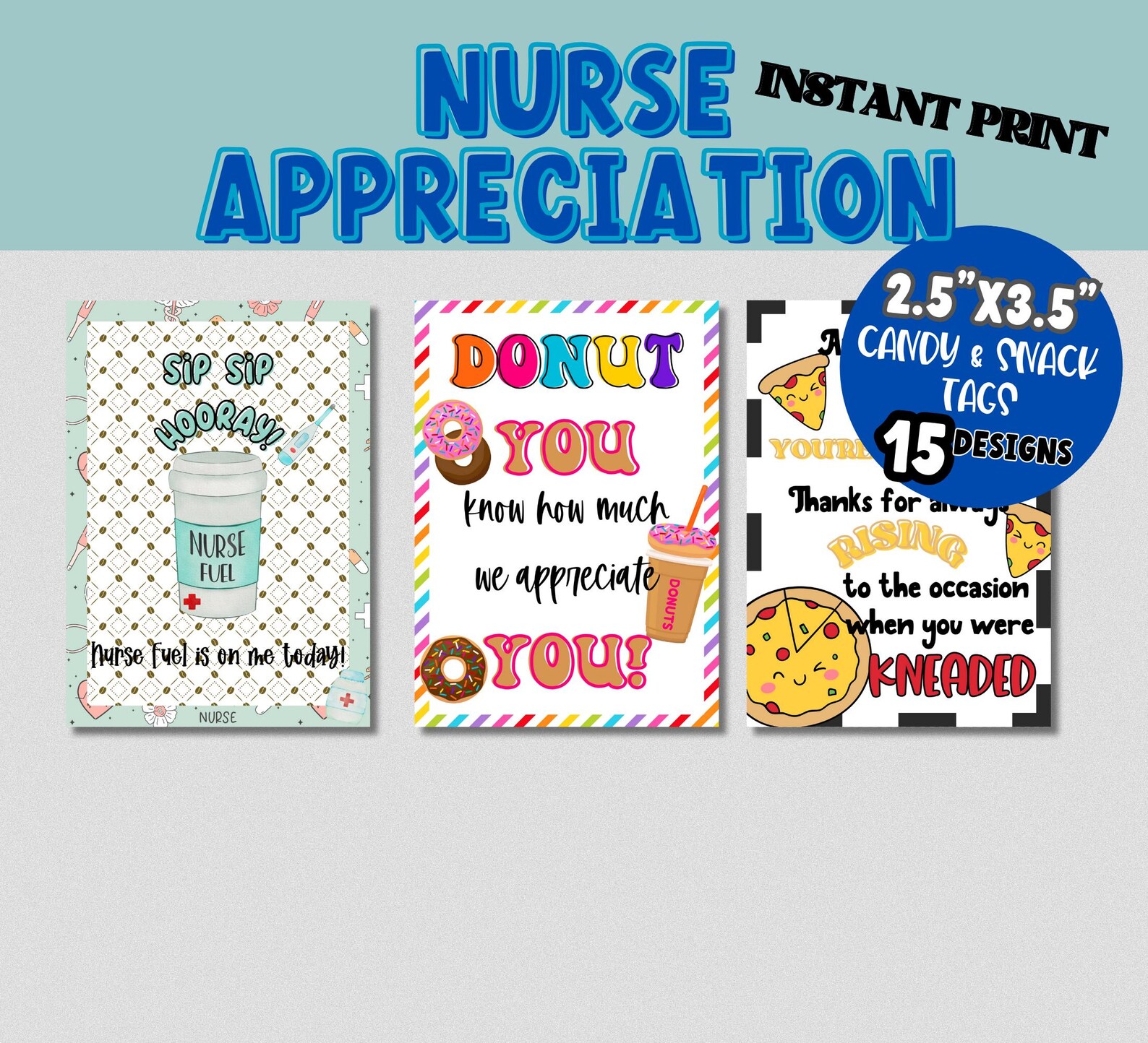 Nurse Appreciation Gift Tags Bundle: Candy & Snack, 15 Designs (digital ...