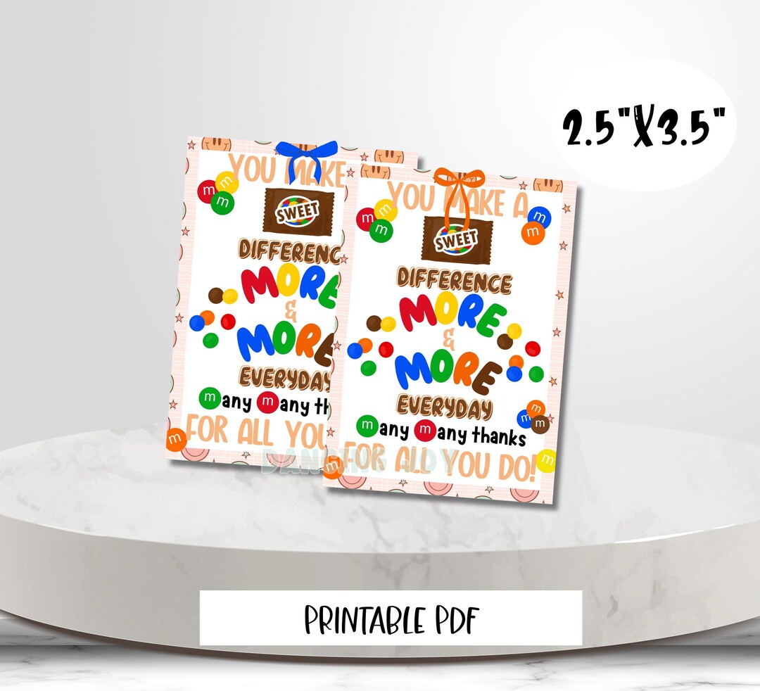 You Make a Difference APPRECIATION Thank You Gift Tag|teacher Staff ...