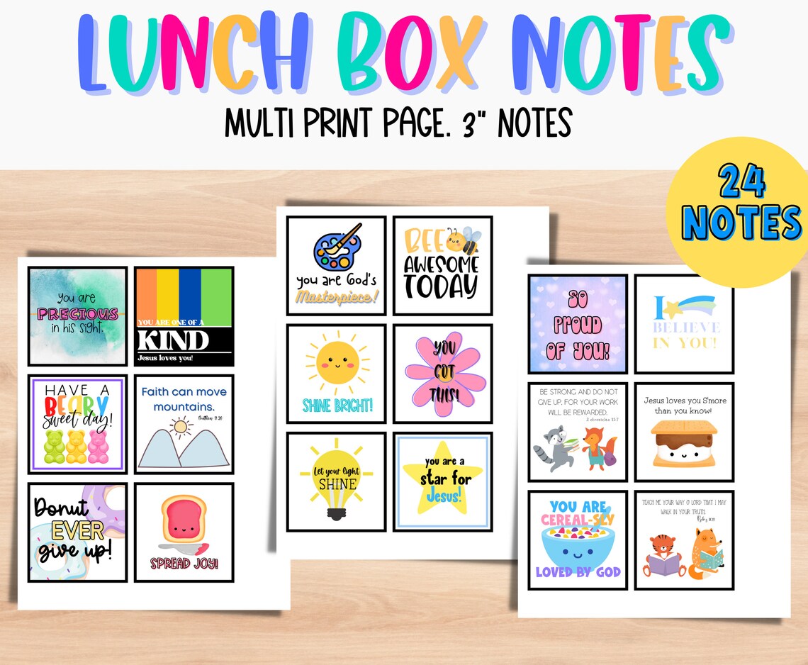 Christian Lunchbox Notes for Kids. Printable School Notes. Affirmation ...