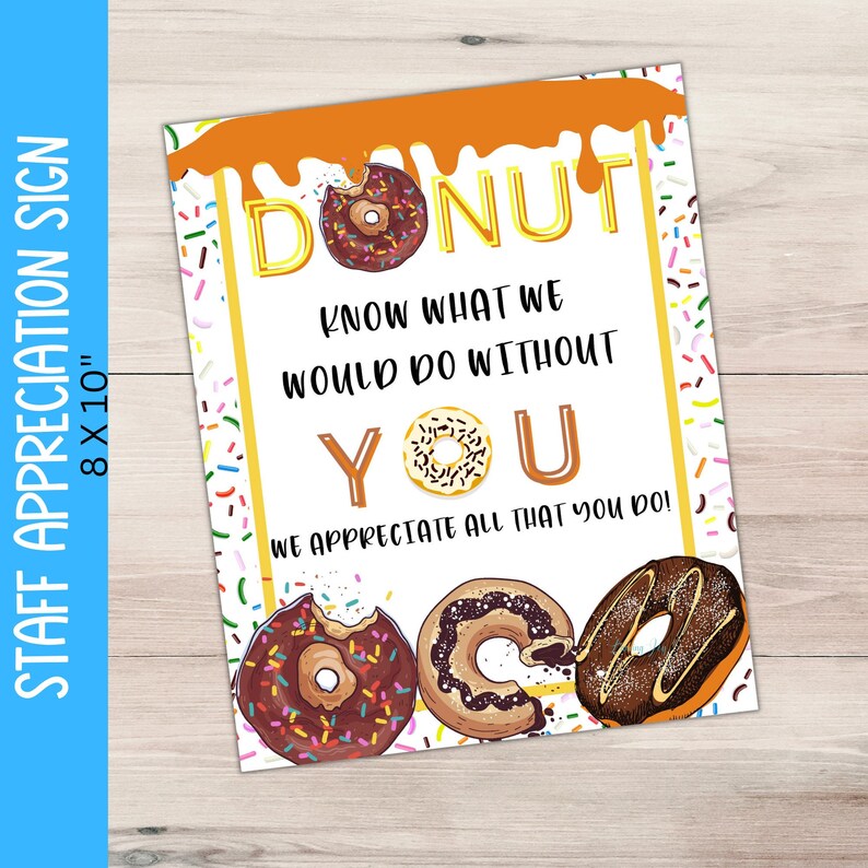 DONUT You Know We Appreciate You Teacher, Staff, Employee APPRECIATION ...