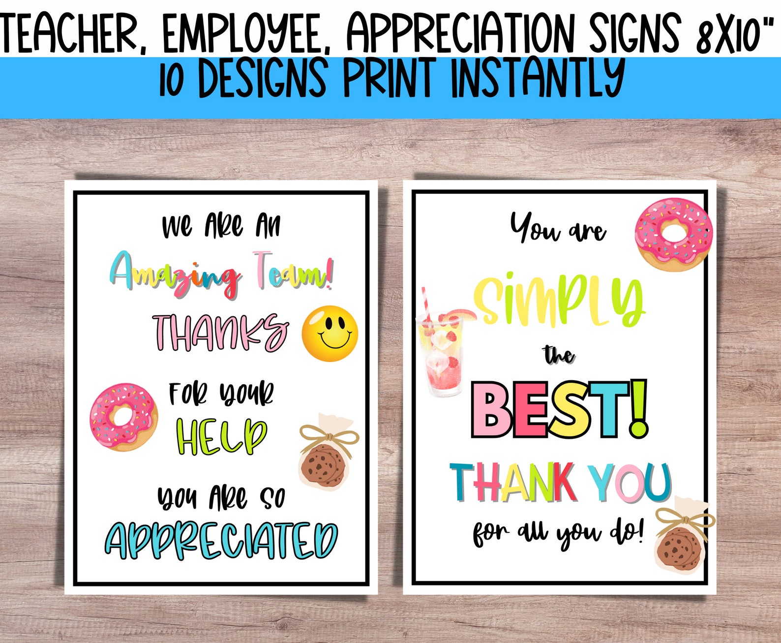 10 TEACHER APPRECIATION Snack & Treat Signs Bundle|staff and Employee ...