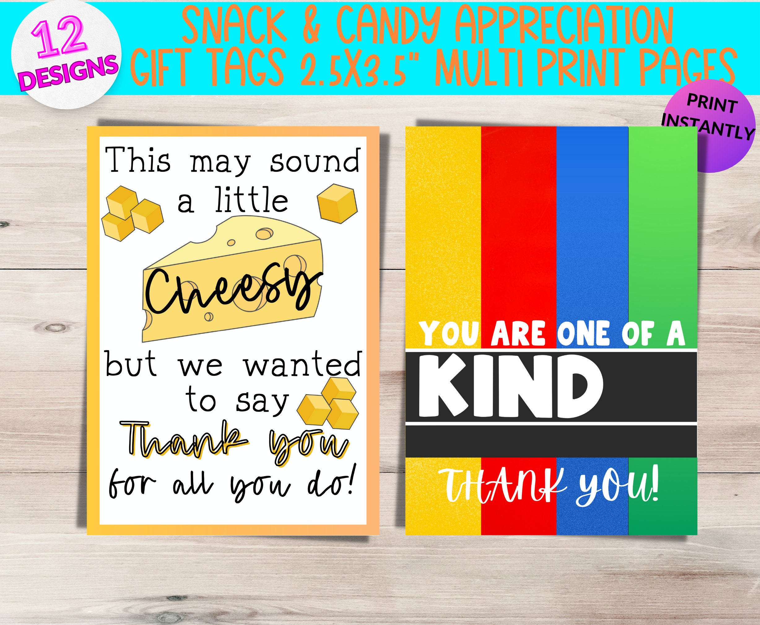 12 STAFF & Candy APPRECIATION Gift Tags Bundle|snack and Treat Tags ...