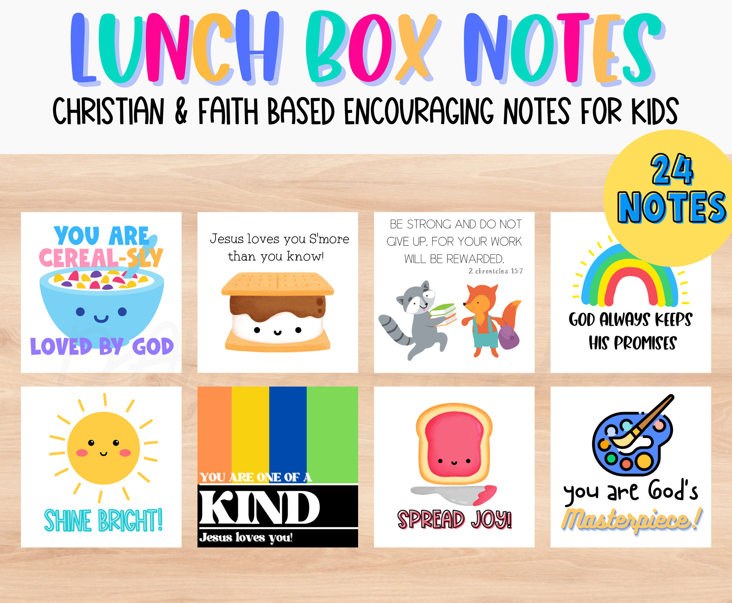 Christian Lunchbox Notes for Kids. Printable School Notes. Affirmation ...