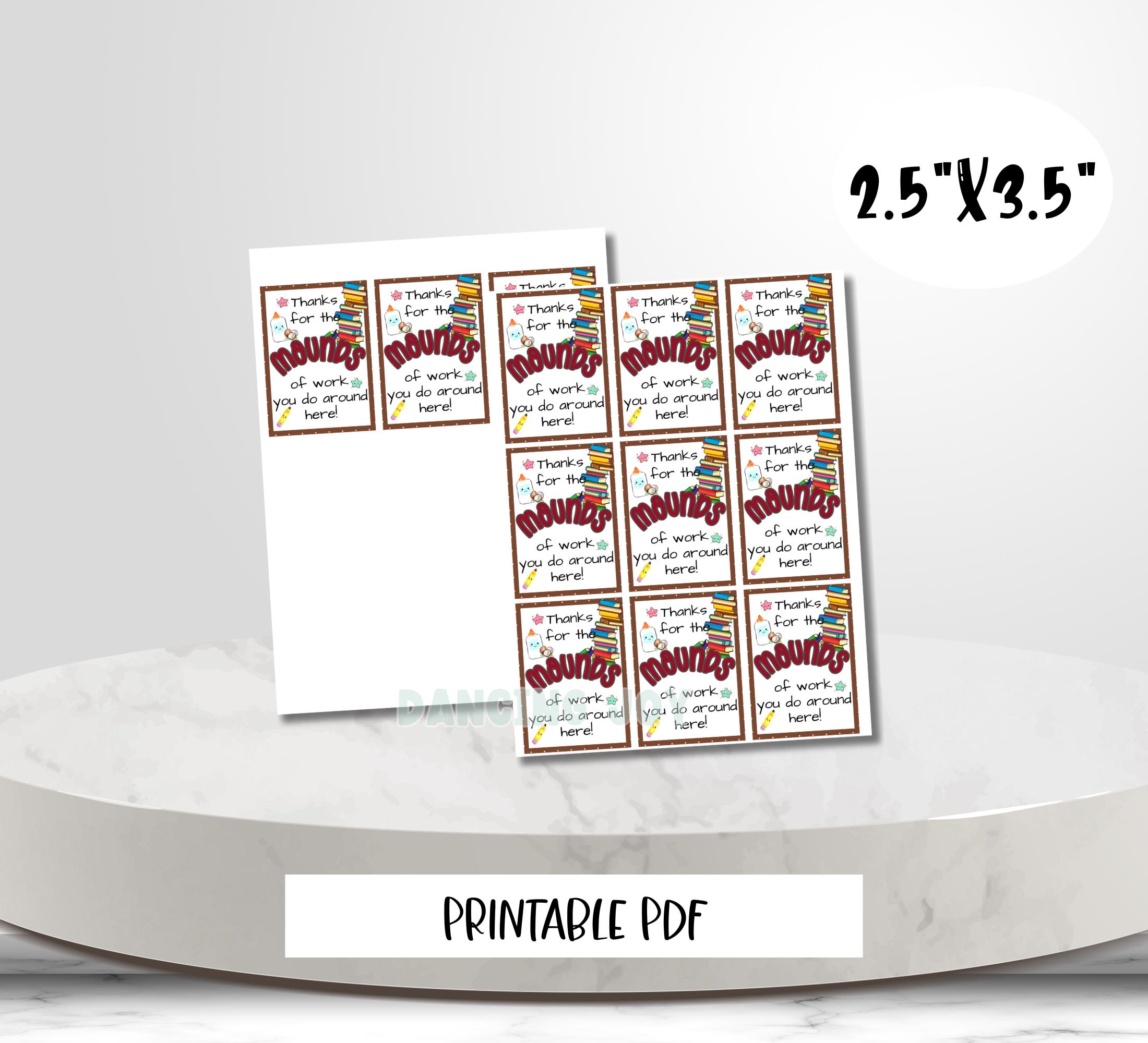 Mounds Candy Appreciation Gift Tag: Teacher, Staff, Volunteers (digital ...