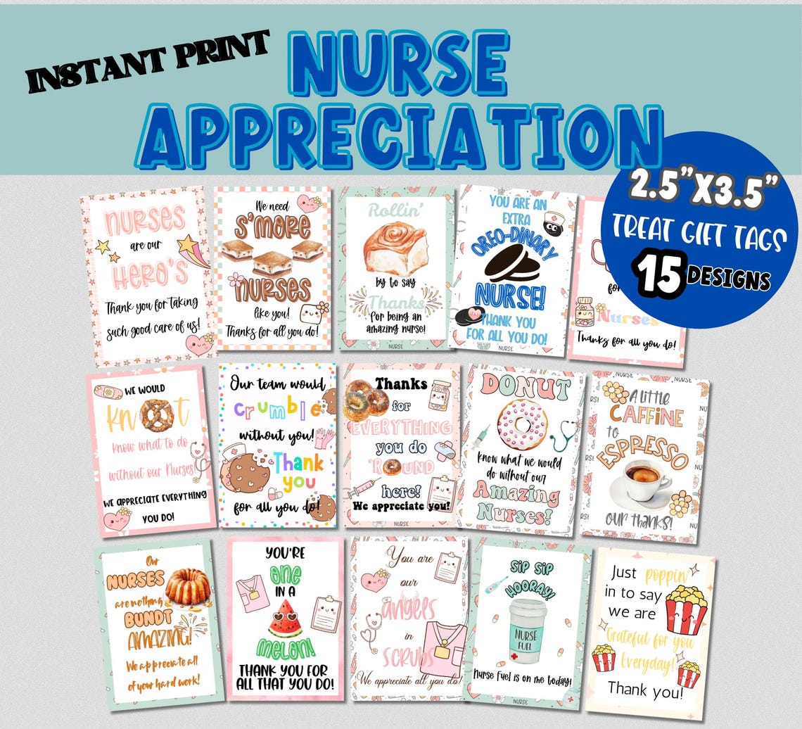 Nurse Appreciation Gift Tags: Snack & Treat Staff Tags (digital ...