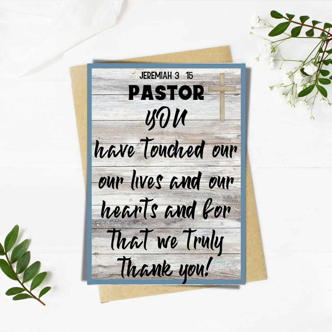 Pastor Appreciation You Have Touched Our Lives Flatlay T Cardpastor