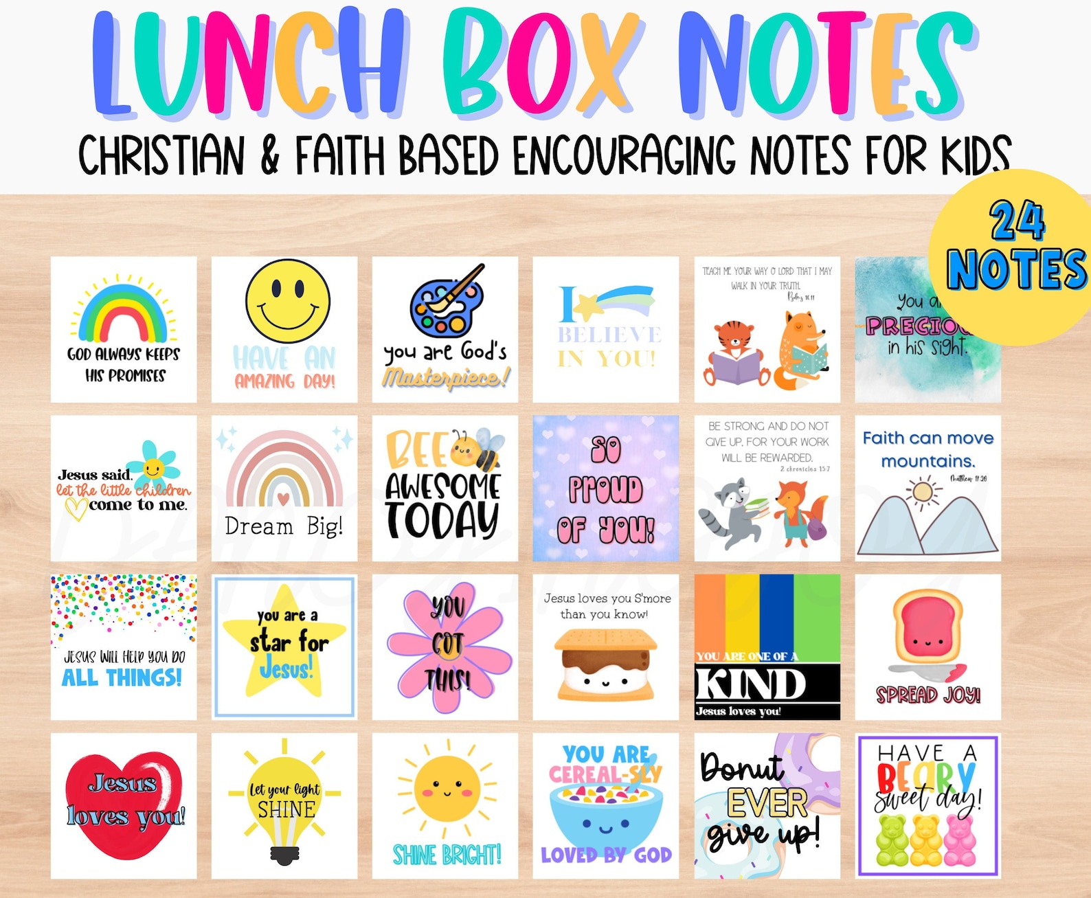 Christian Lunchbox Notes for Kids. Printable School Notes. Affirmation ...