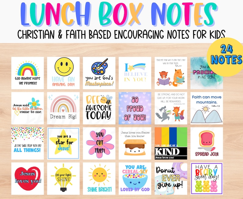 Christian Lunchbox Notes for Kids. Printable School Notes. Affirmation ...