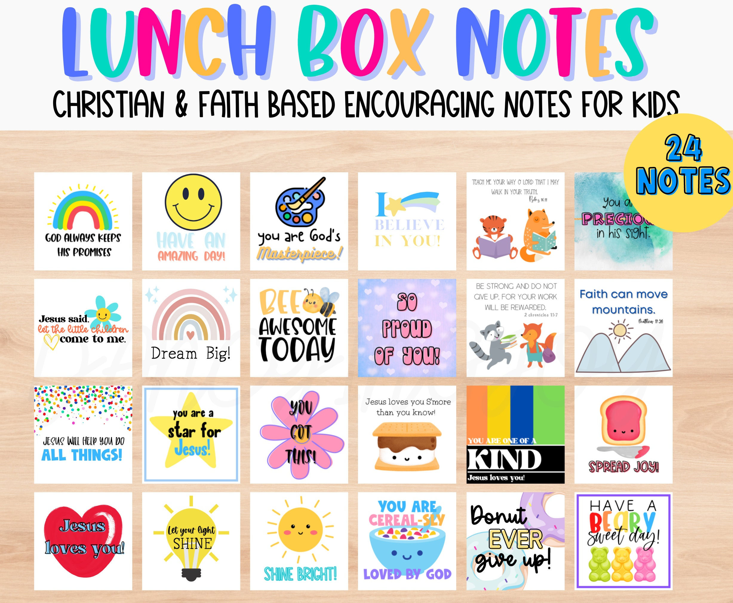 Christian Lunchbox Notes for Kids. Printable School Notes. Affirmation ...