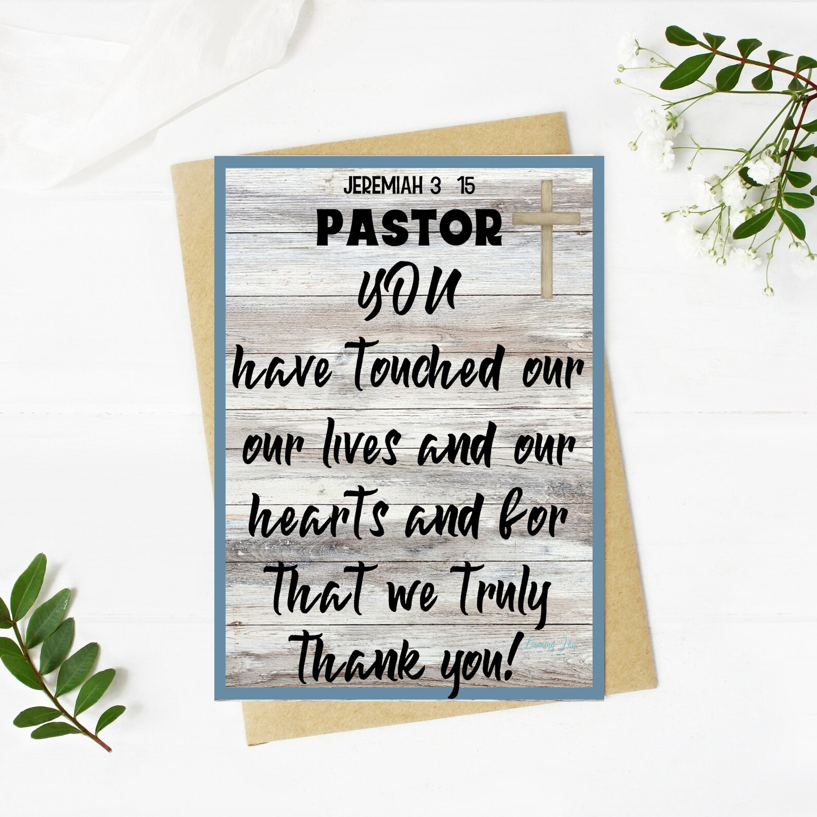 Pastor Appreciation Gift Card: Thank You Flat Lay (5"x7") (digital ...