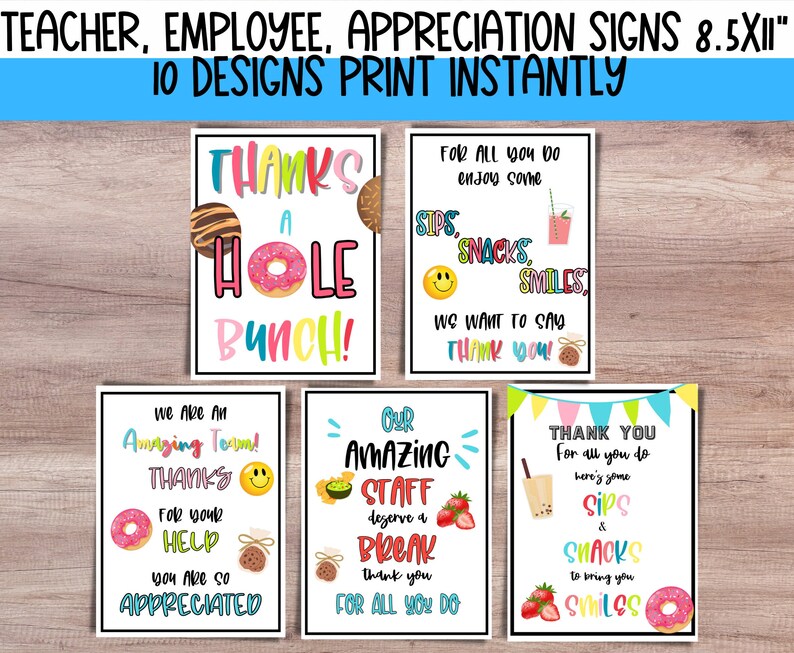 Teacher Appreciation Snack Signs Bundle: 10 Treat Designs (digital ...