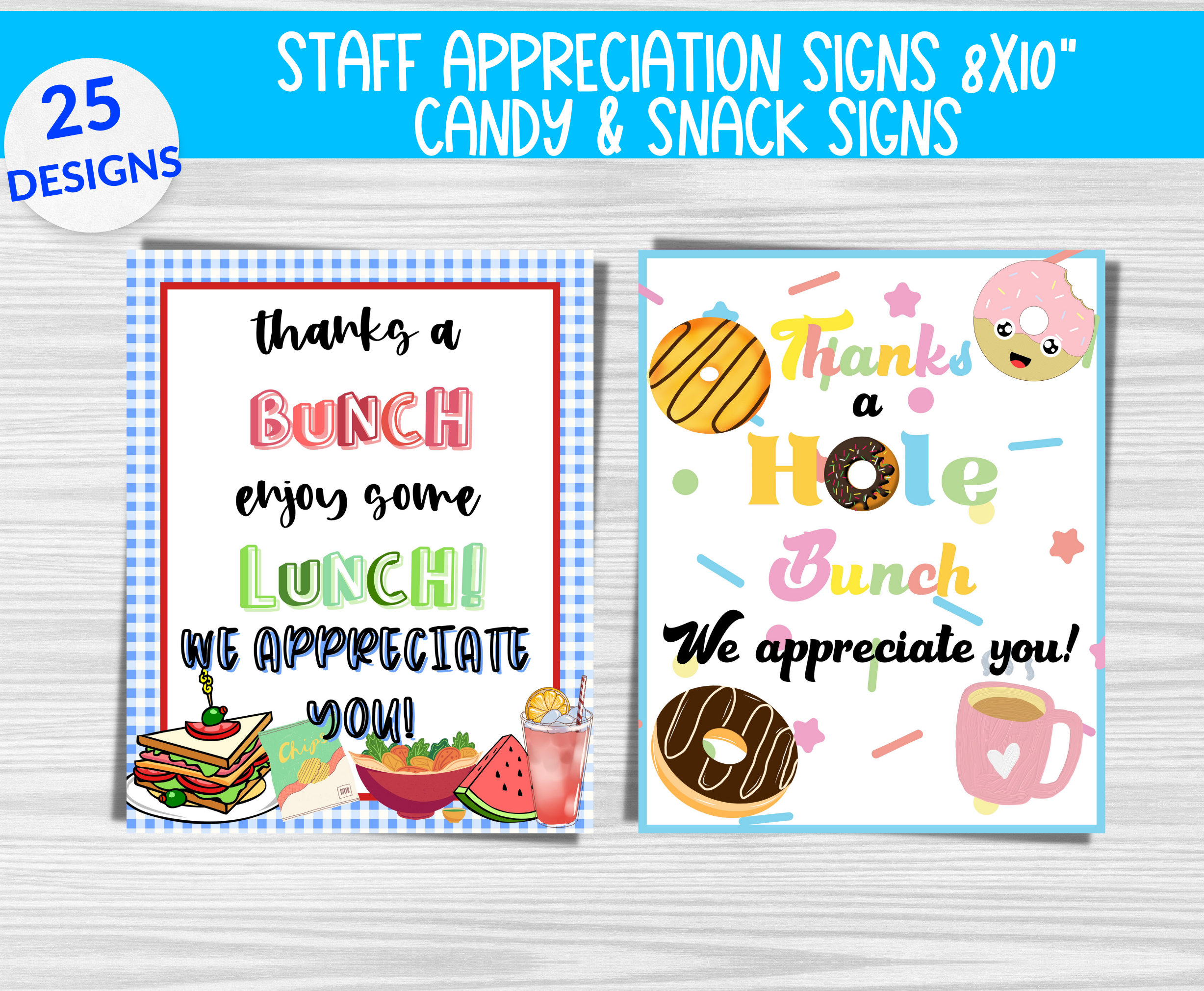 Teacher Appreciation Snack Signs Bundle: 25 Designs (digital Download ...