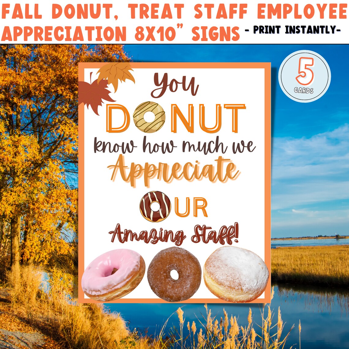 FALL DONUT & Staff APPRECIATION Signs|5 Snack and Treat Signs|thank ...