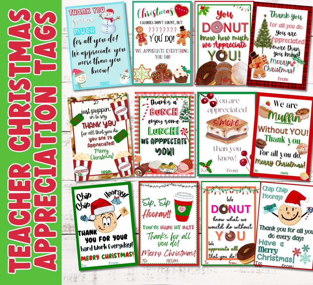 Christmas Staff Appreciation Gift Tags: Treat & Snack Bundle (digital ...