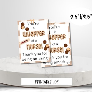 NURSE Printable APPRECIATION Gift Tag|nurse Appreciation Snack & Treat ...