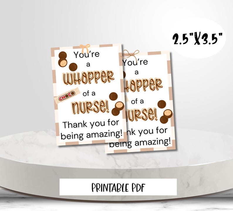 Nurse Appreciation Gift Tag: Whopper Candy Theme (digital Download) - Etsy