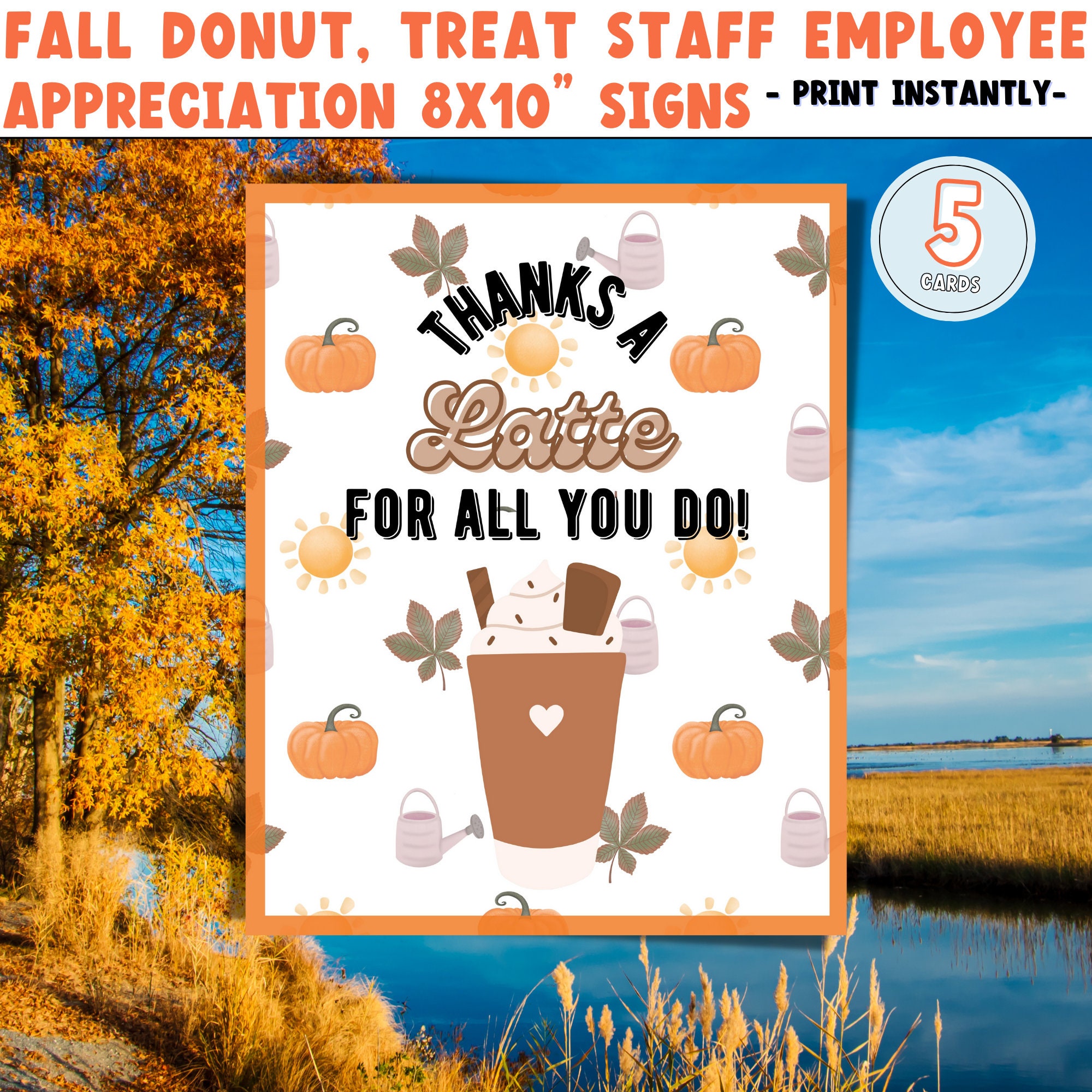 FALL DONUT & Staff APPRECIATION Signs|5 Snack and Treat Signs|thank ...