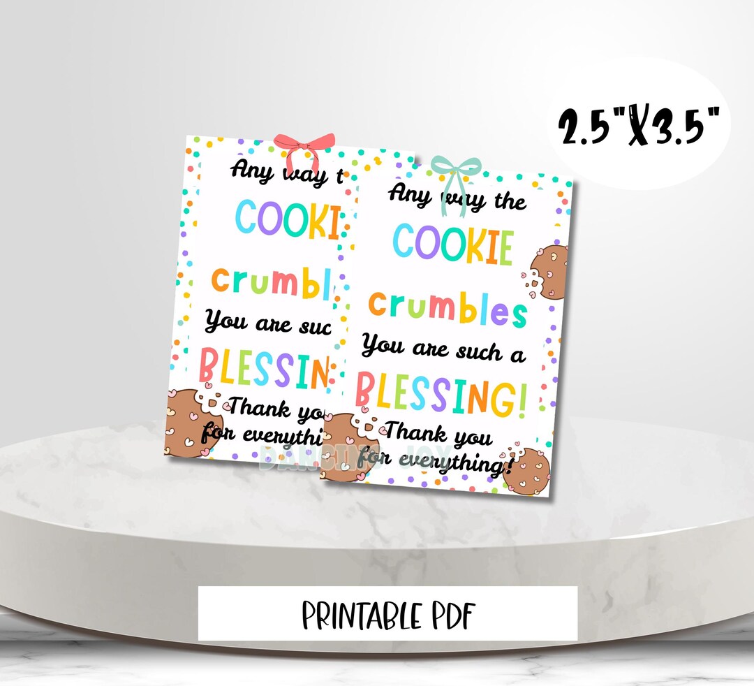 Cookie Appreciation Gift Tag: Teacher, Nurse, Staff (digital Download ...