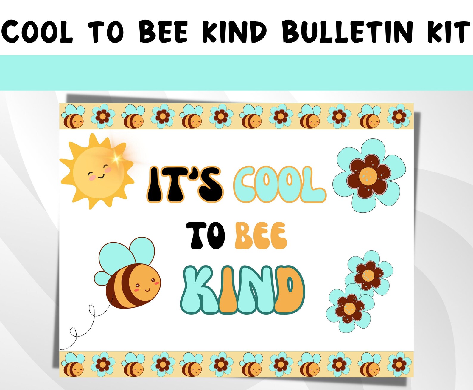 SUMMER BULLETIN BOARD Kit|cool to Bee Kind Bulletin Board|school ...