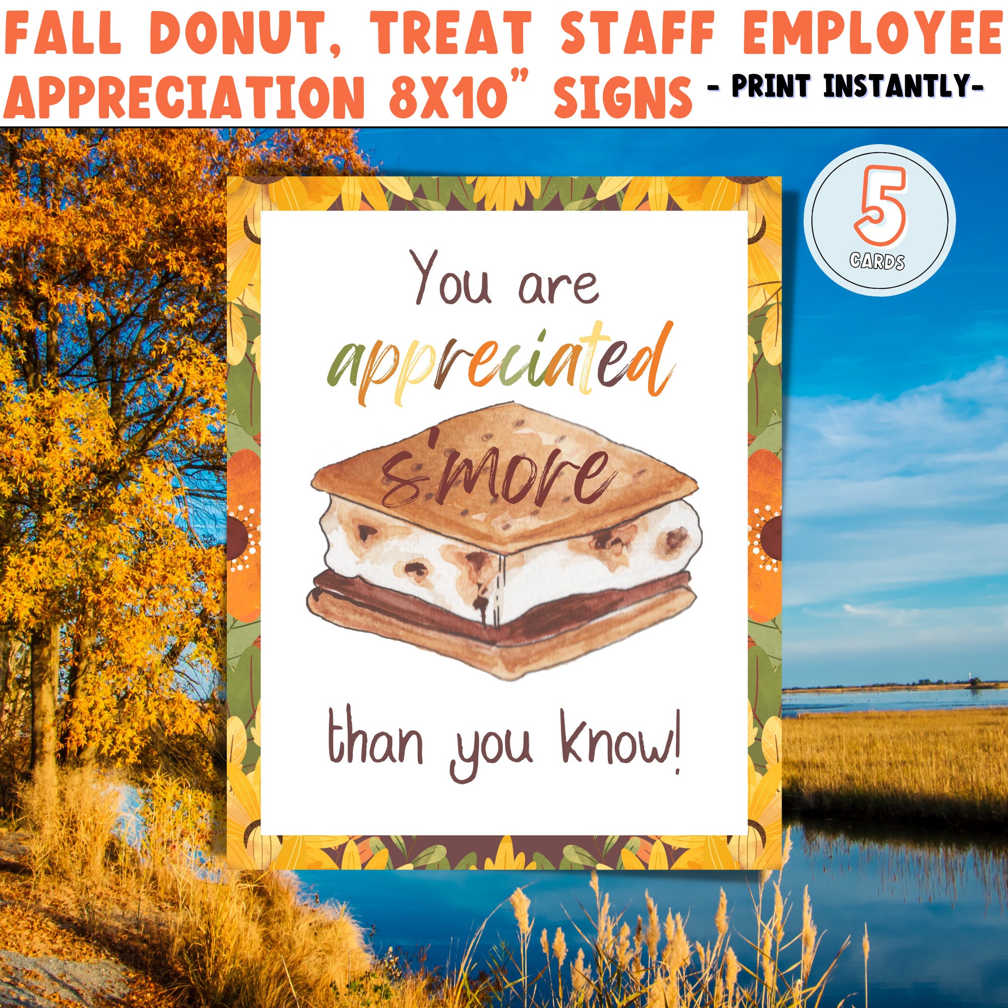 FALL DONUT & Staff APPRECIATION Signs|5 Snack and Treat Signs|thank ...