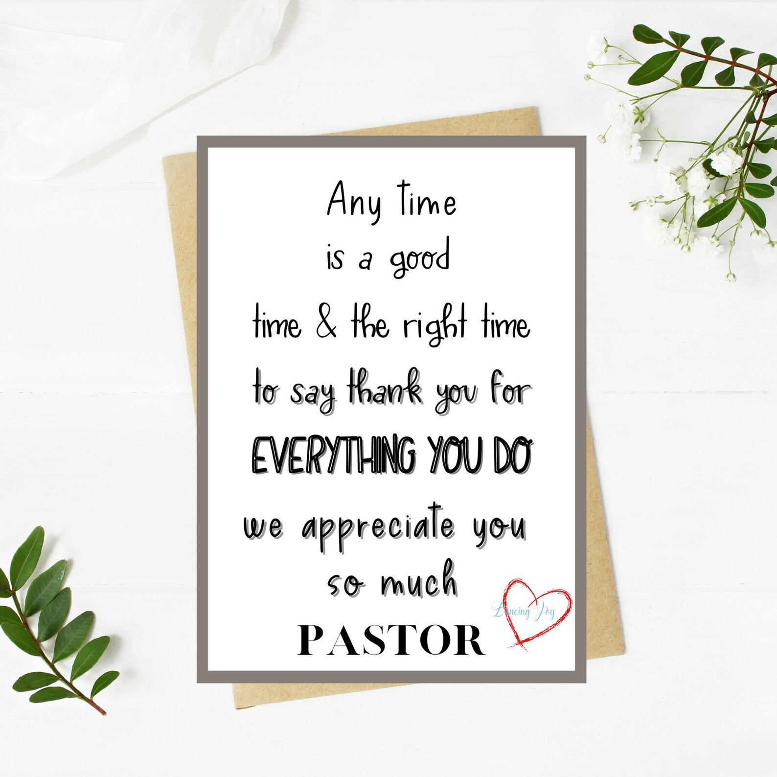 Pastor Appreciation Flatlay T Cardpastor Thank Yousay Thank You To