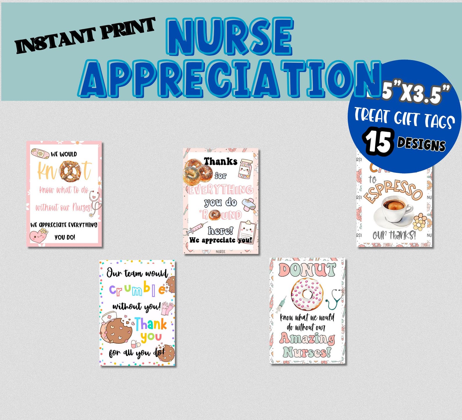 NURSE Printable APPRECIATION Gift Tags|nurse Appreciation Snack & Treat ...