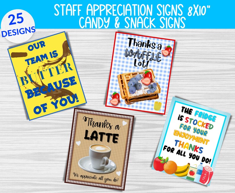 Teacher Appreciation Snack Signs Bundle: 25 Designs (digital Download ...