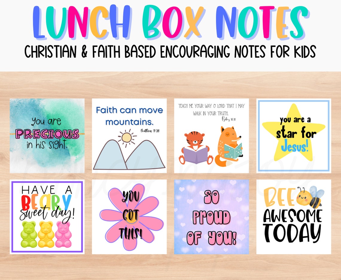 Christian Lunchbox Notes for Kids. Printable School Notes. Affirmation ...