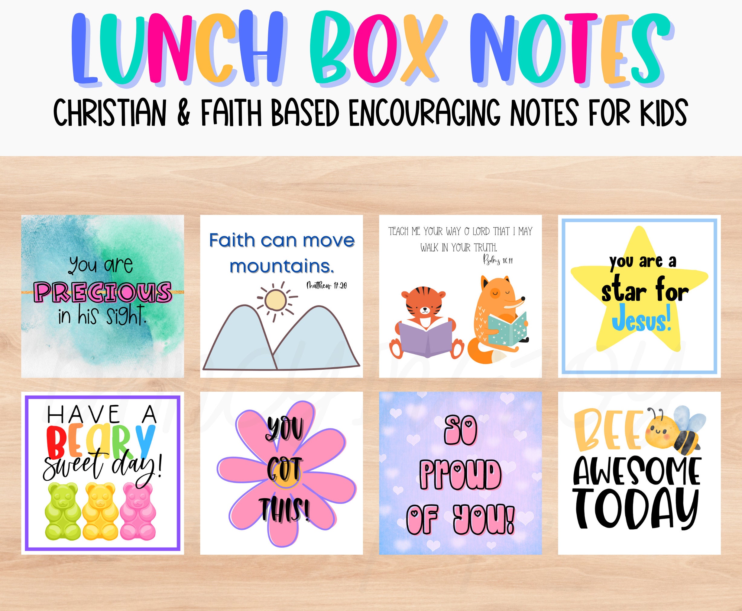 Christian Lunchbox Notes for Kids. Printable School Notes. Affirmation ...